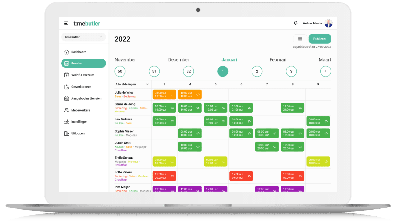 Eenvoudig roosters maken en urenregistratie bijhouden